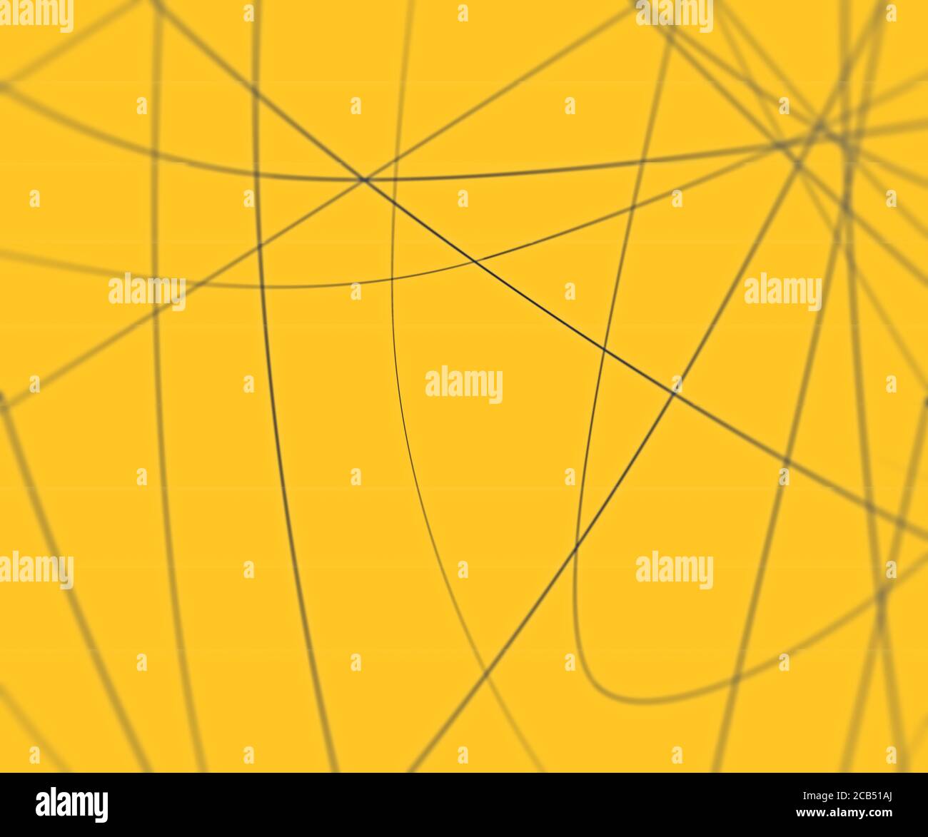 Random chaotic lines. Abstract yellow background pattern. Black lines ...