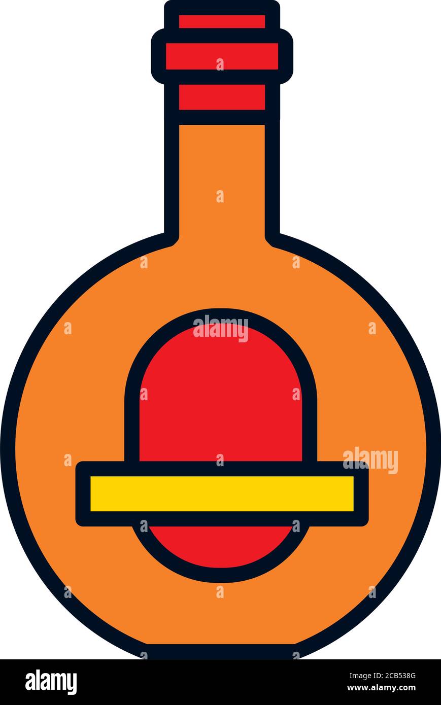 brandy bottle icon over white background, line and fill style, vector ...