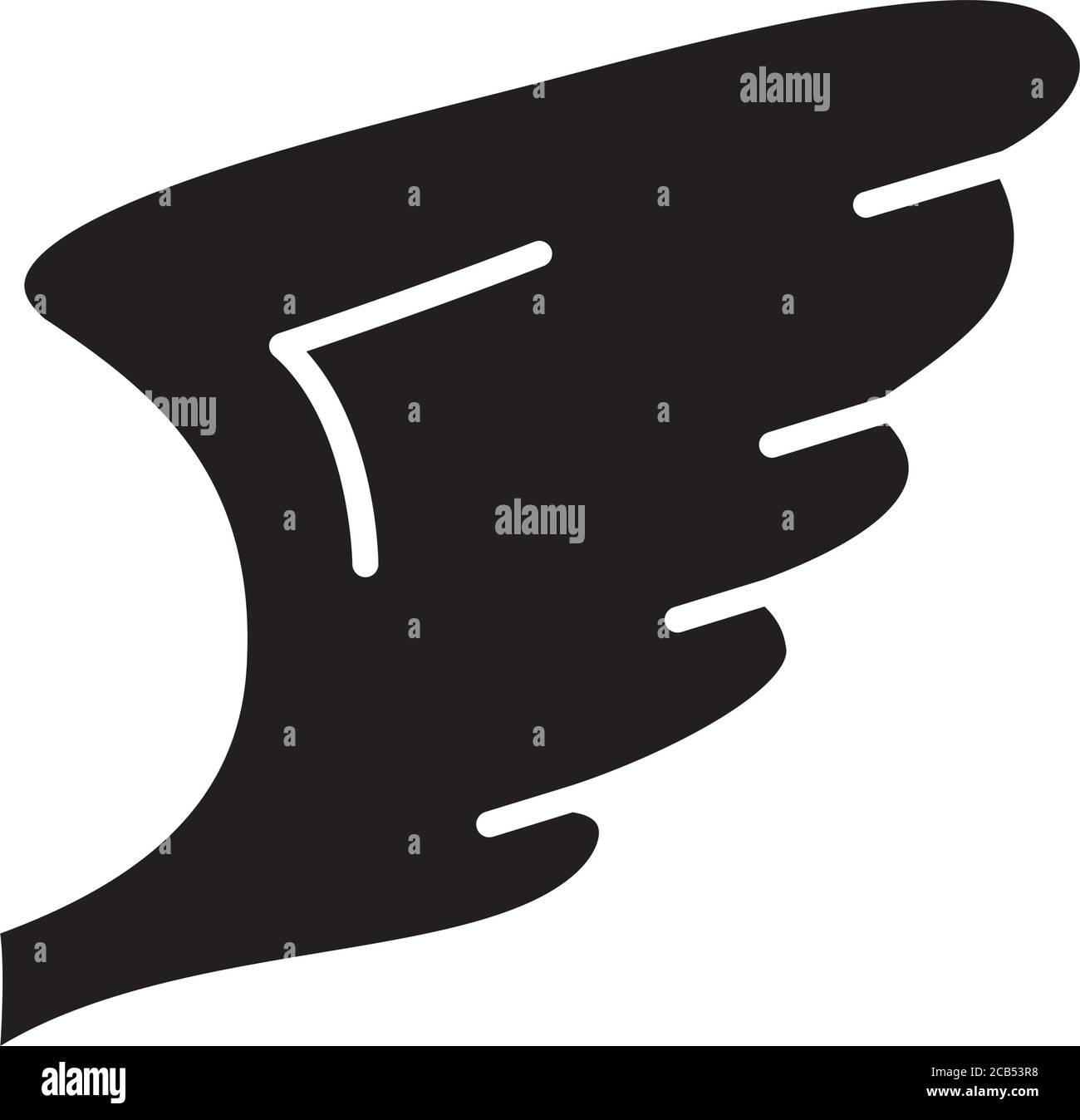 soaring wing icon over white background, silhouette style, vector ...