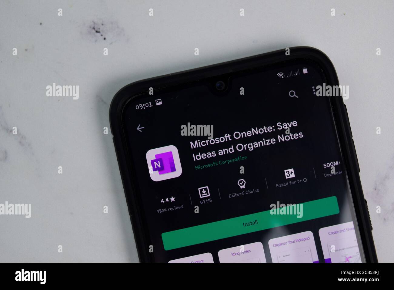 Microsoft OneNote dev app on Smartphone screen. OneNote is a freeware ...