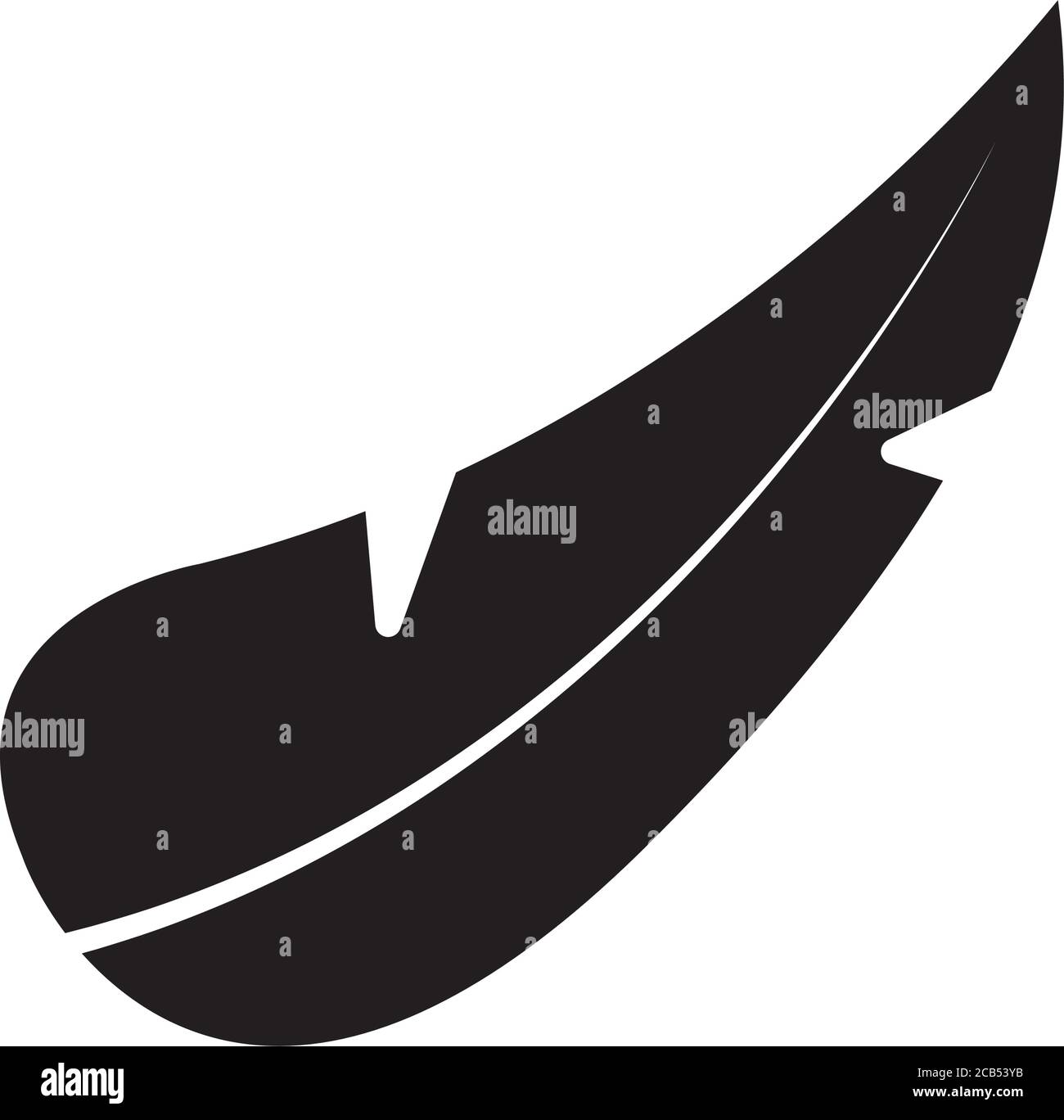 bird feather icon over white background, silhouette style, vector ...