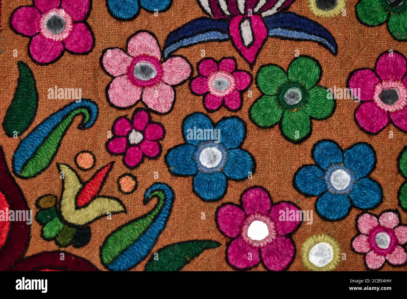 Background colorful image of hand made needle work flower design Stock ...