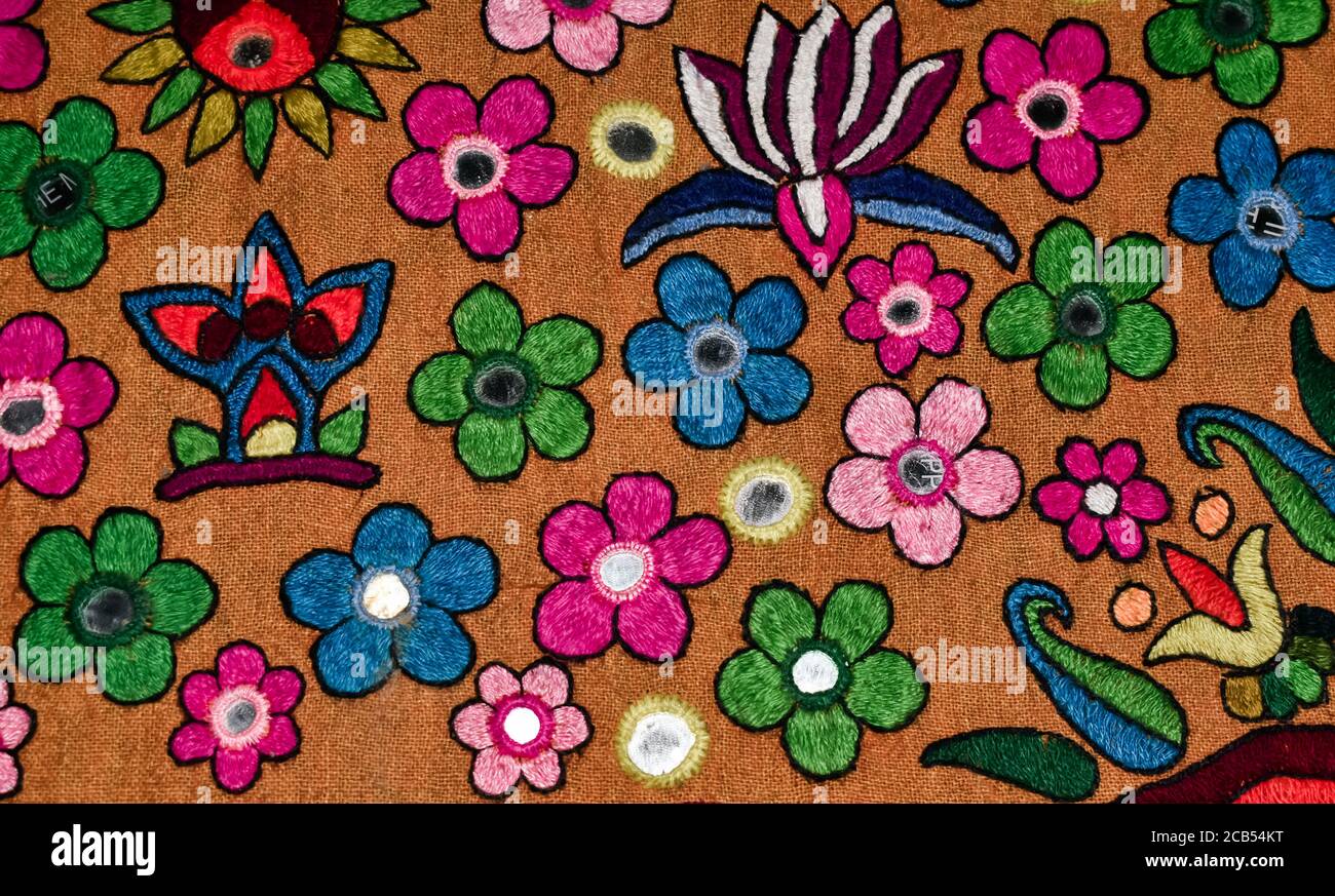 Background colorful image of hand made needle work flower design Stock ...