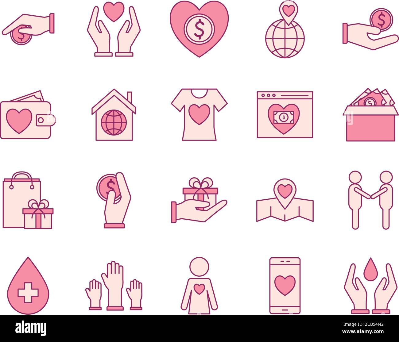 line and fill style icons bundle design of Charity and donation theme ...