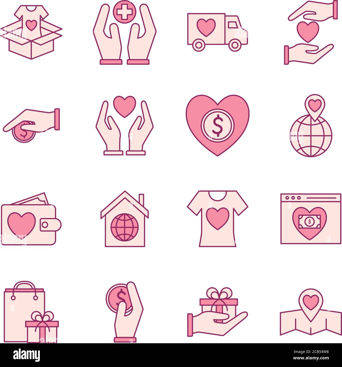 line and fill style icons collection design of Charity and donation ...