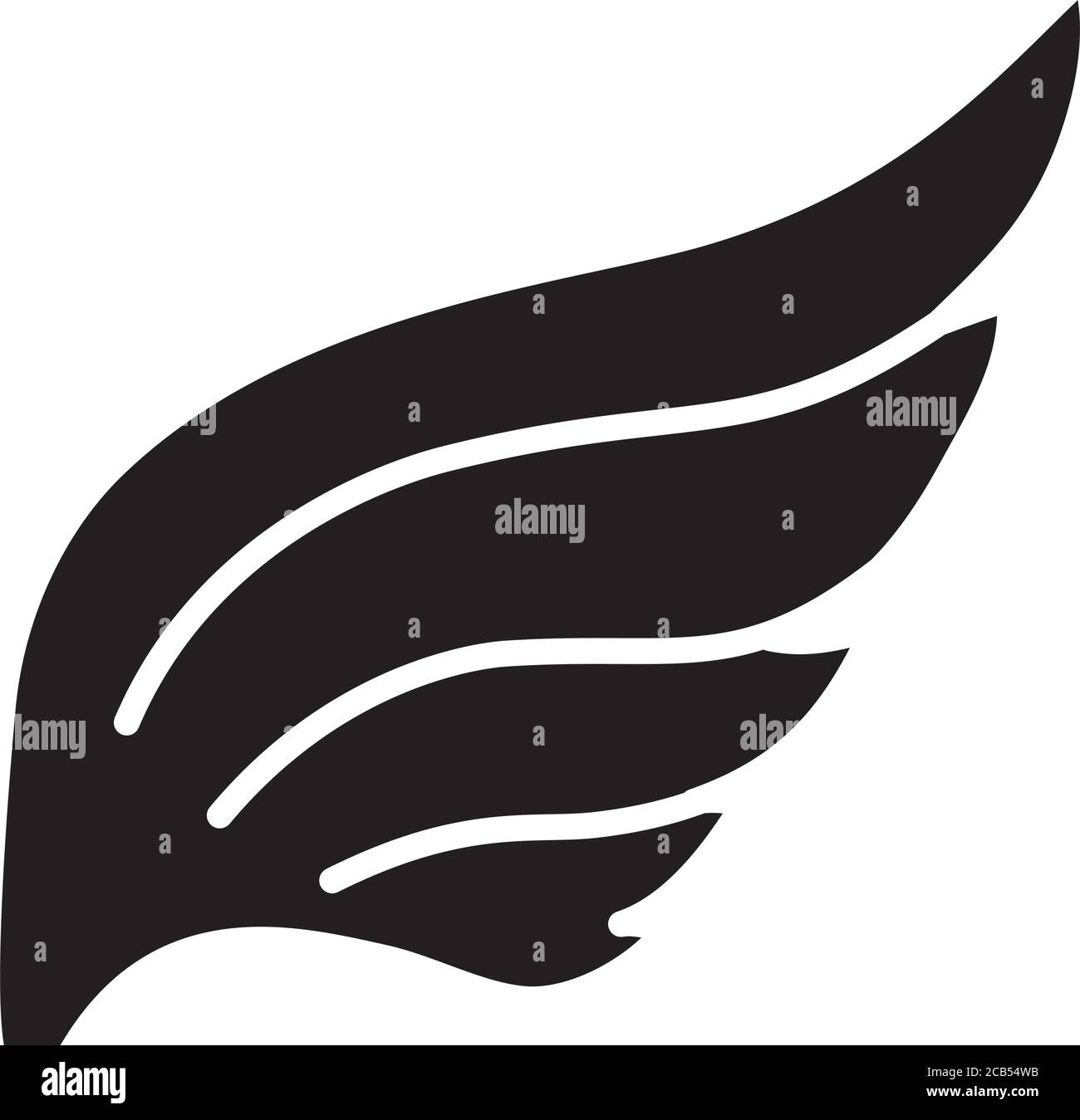 soaring wing icon over white background, silhouette style, vector ...