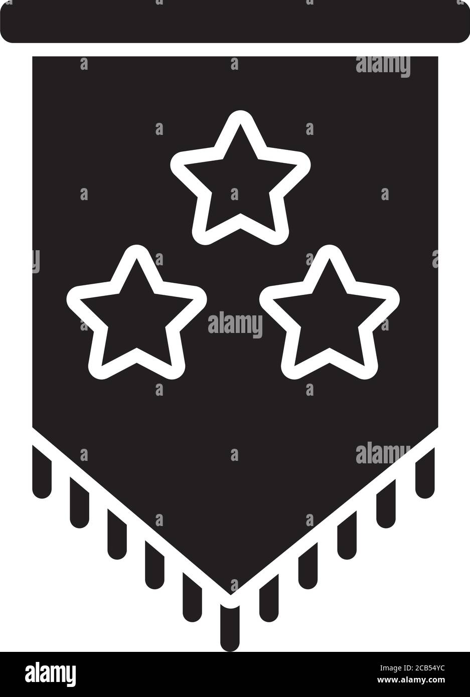decorative pennant with stars icon over white background, silhouette ...