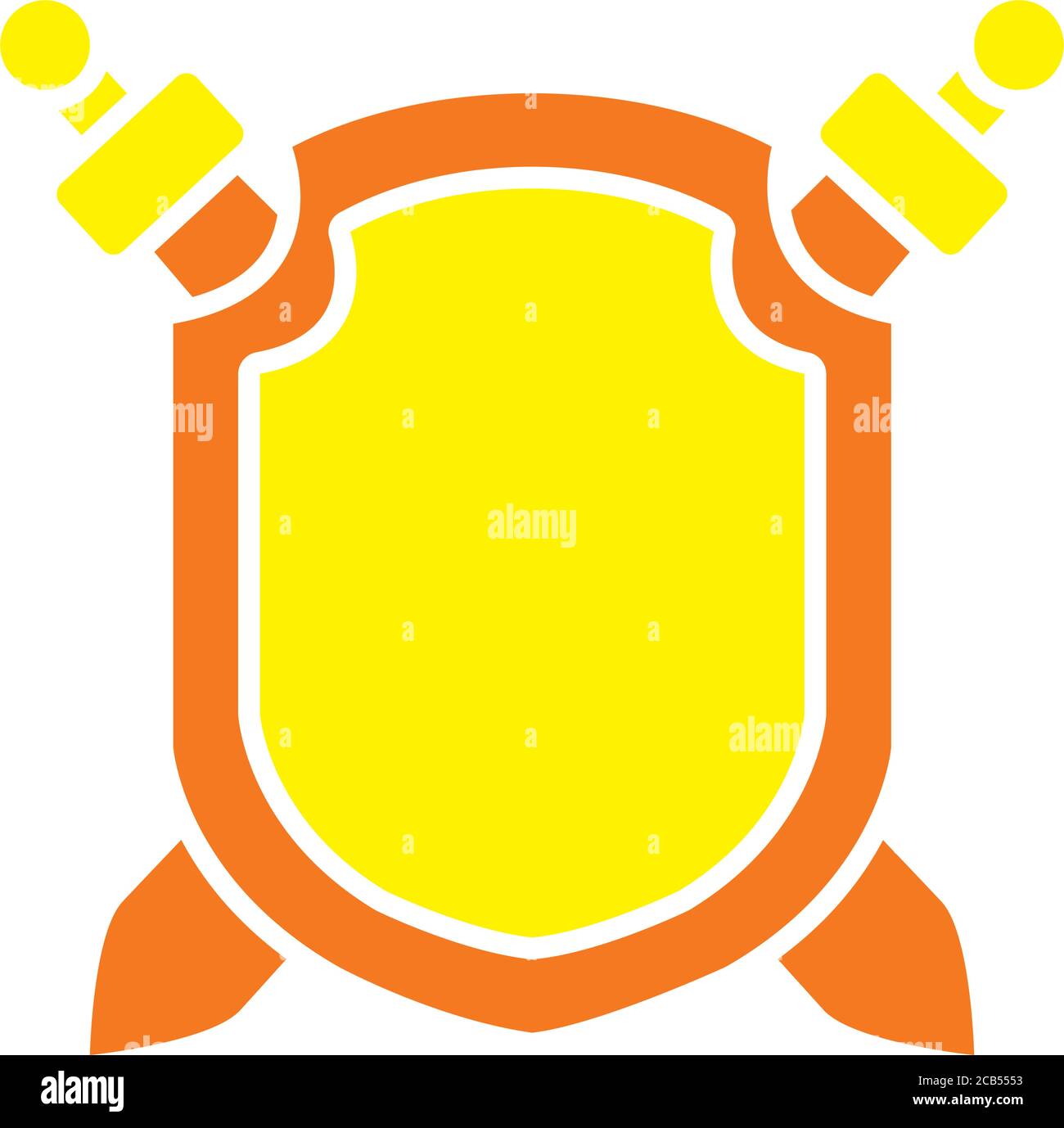 battle shield with swords icon over white background, flat style ...