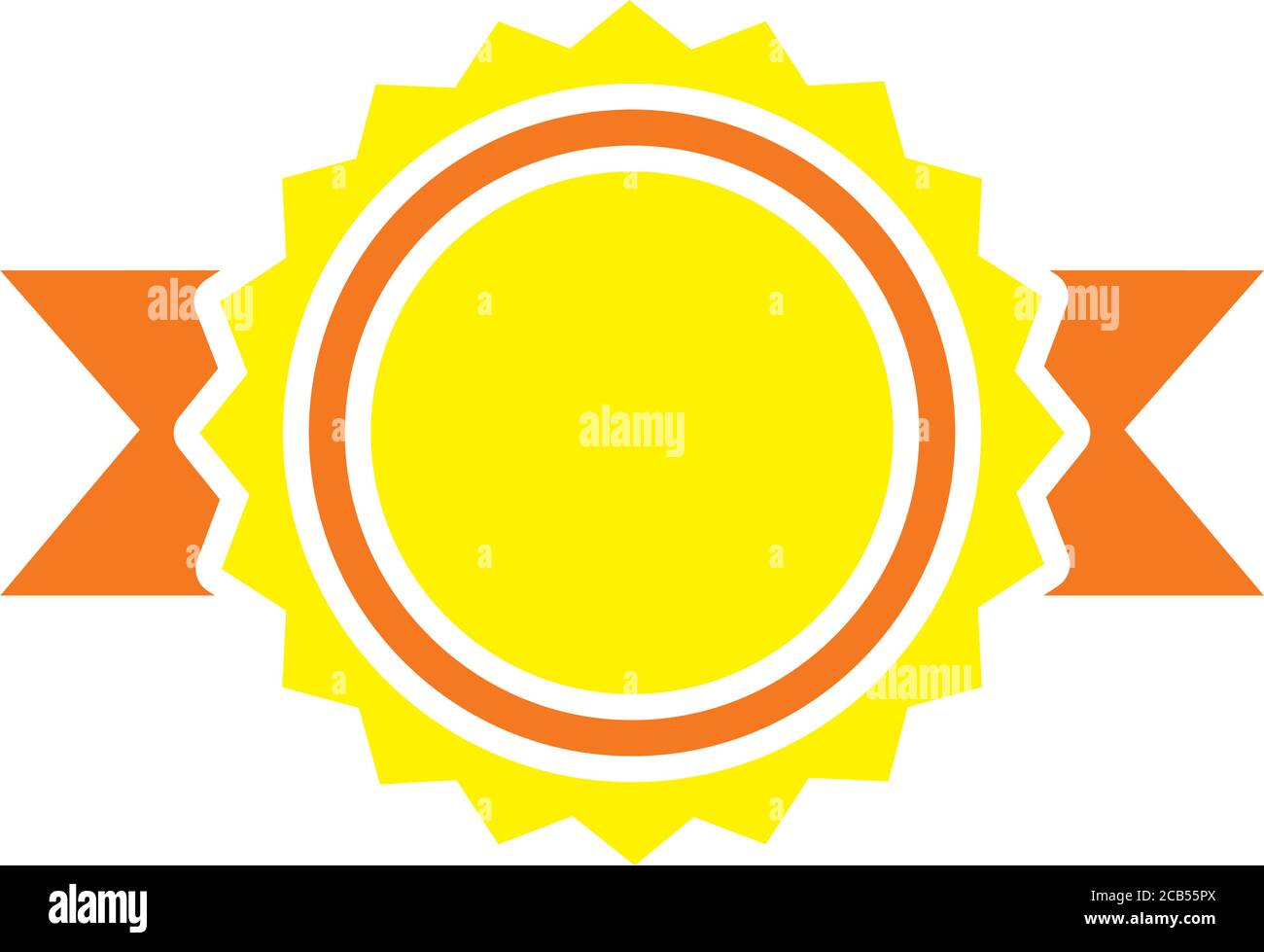 round badge and ribbon over white background, flat style, vector ...