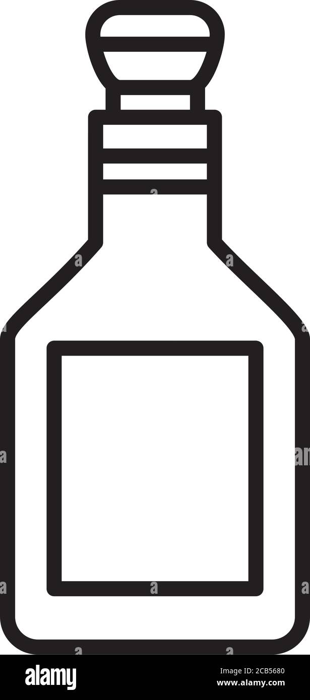 bottle of brandy icon over white background, line style, vector ...