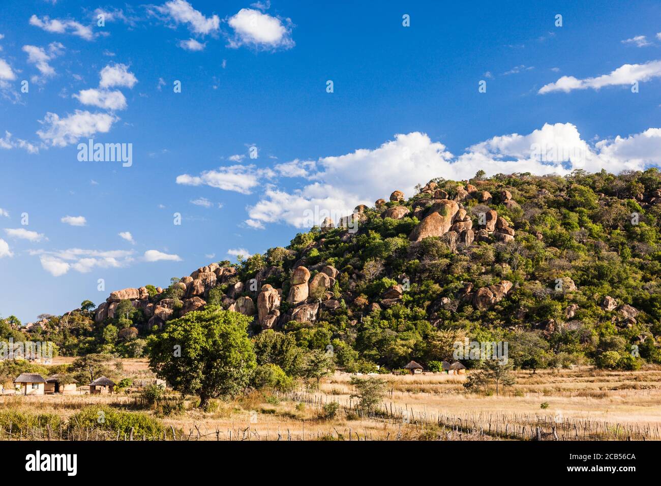 Matobo hills, natural rock formations, and local village and farm ...