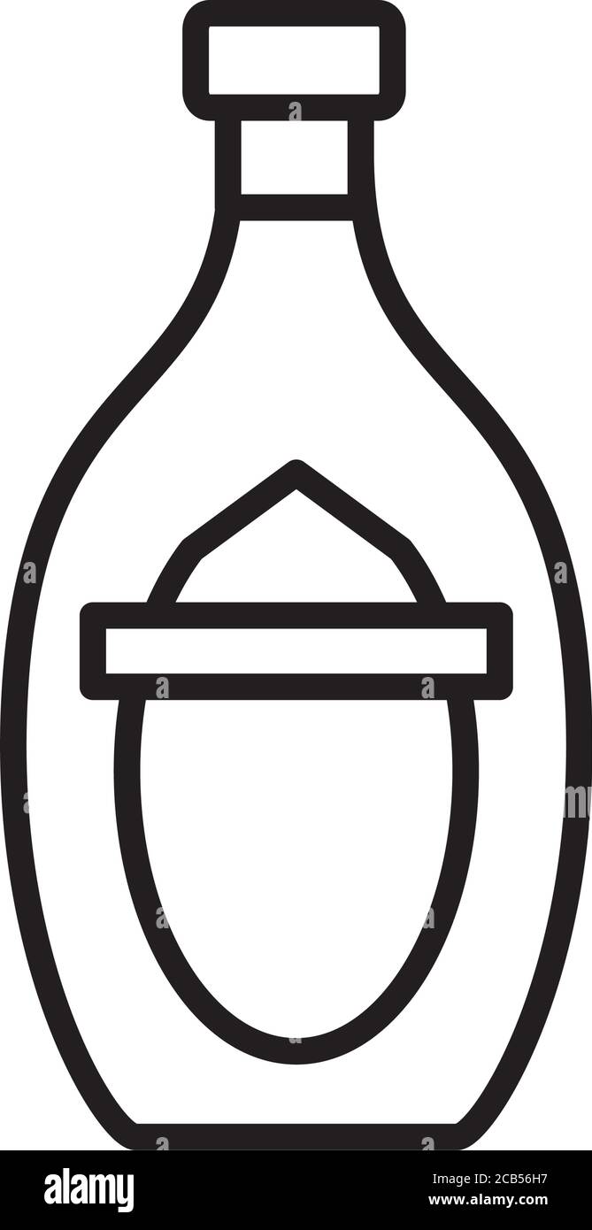 bottle of gin icon over white background, line style, vector ...