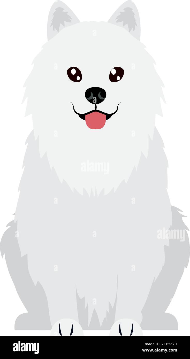 cartoon maltese dog icon over white background, flat style, vector ...