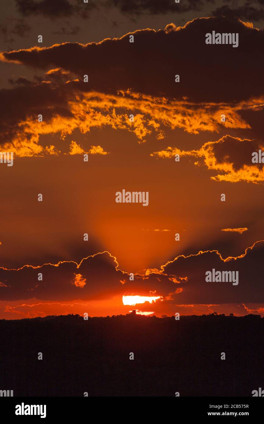 Matobo hills, dramatic sunrise and clouds, from hilltop "World's View ...