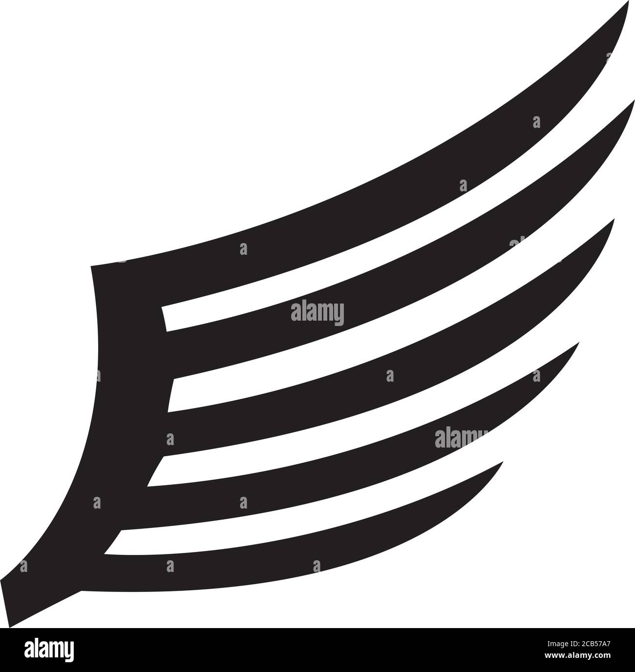 Tribal striped Wing icon over white background, silhouette style ...
