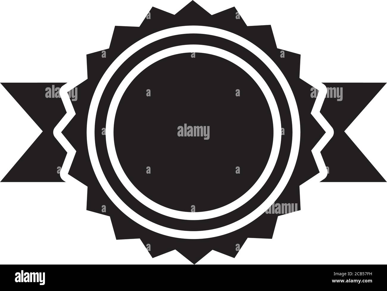 round badge and ribbon over white background, silhouette style, vector ...