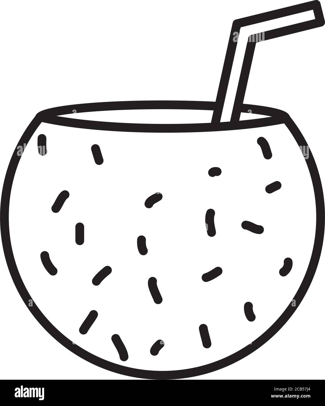 coconut cocktail icon over white background, line style, vector ...