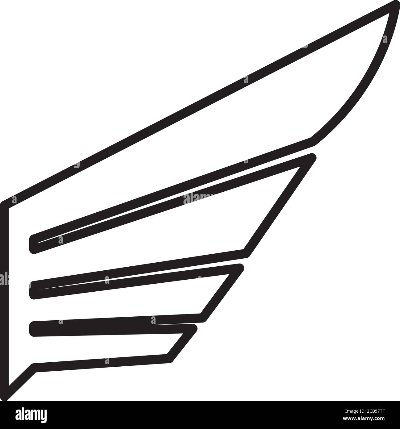 striped wing icon over white background, line style, vector ...