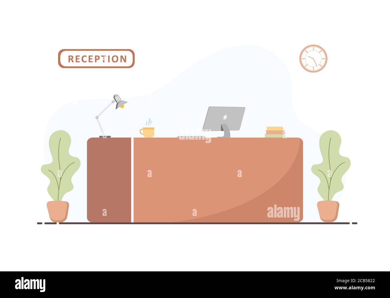 Reception desk interior. Hotel booking, clinic, airport registration ...