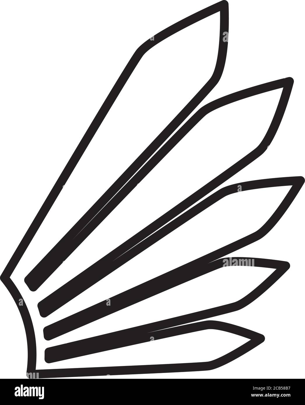 striped wing icon over white background, line style, vector ...