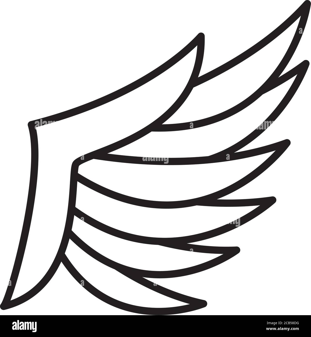 tribal wing icon over white background, line style, vector illustration ...