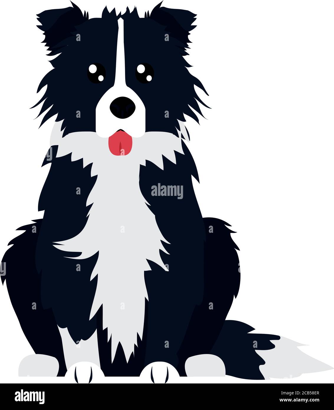border collie dog icon over white background, flat style, vector ...
