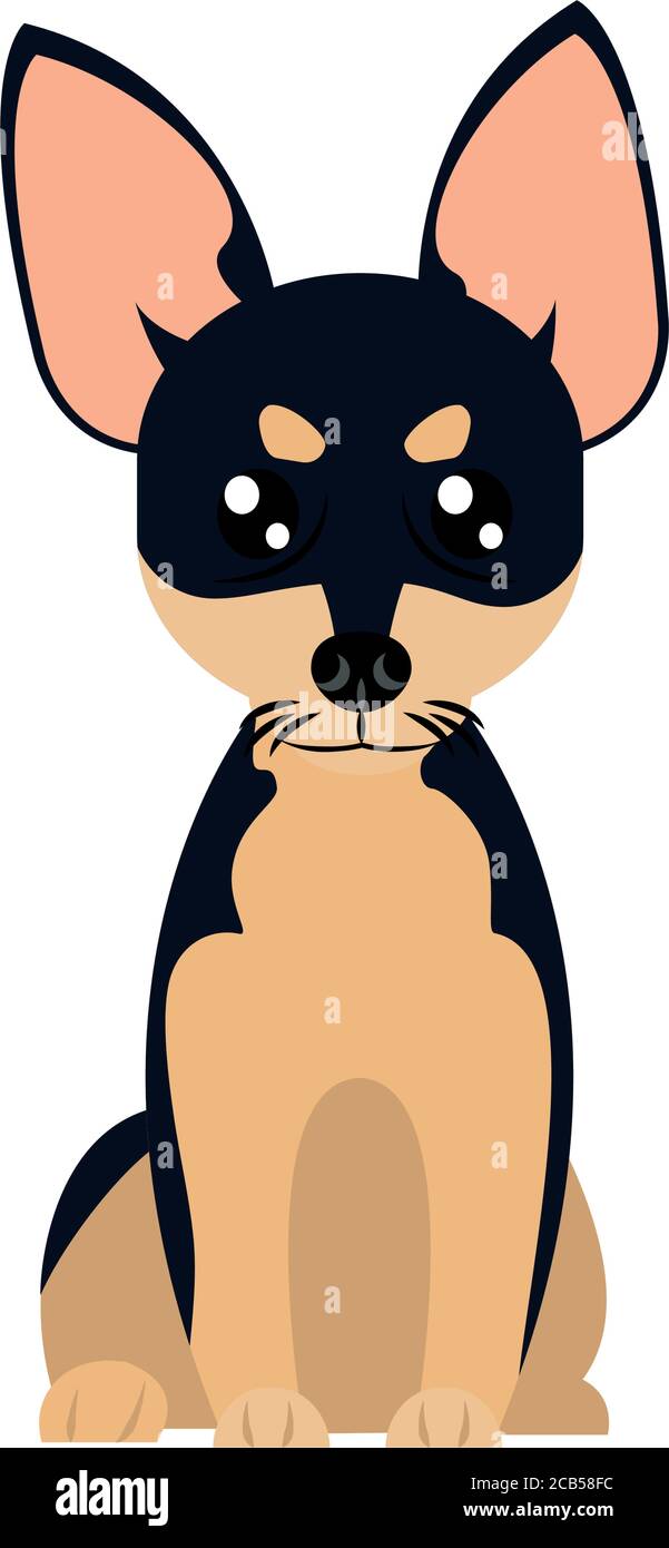 cartoon pinscher dog icon over white background, flat style, vector ...