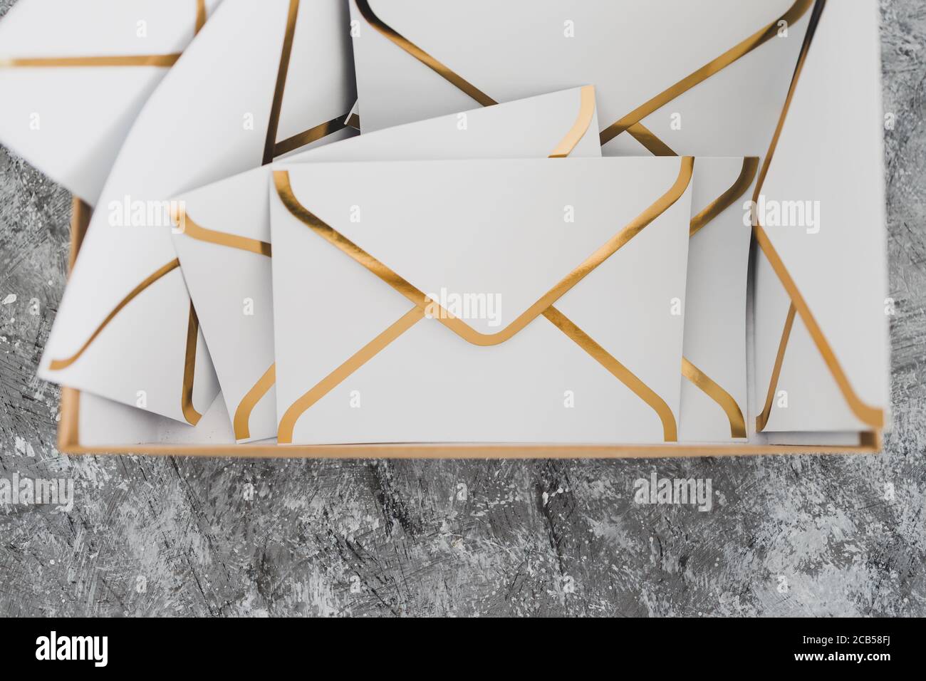 concept of inbox organisation and clean-up, group of envelopes inside ...