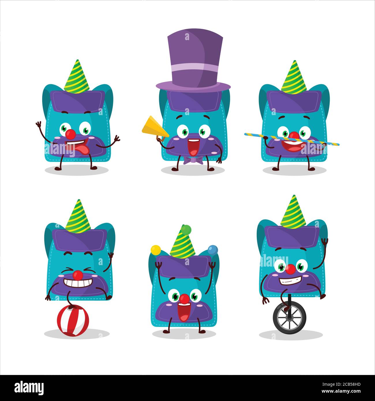Cartoon character of blue bag with various circus shows Stock Vector ...