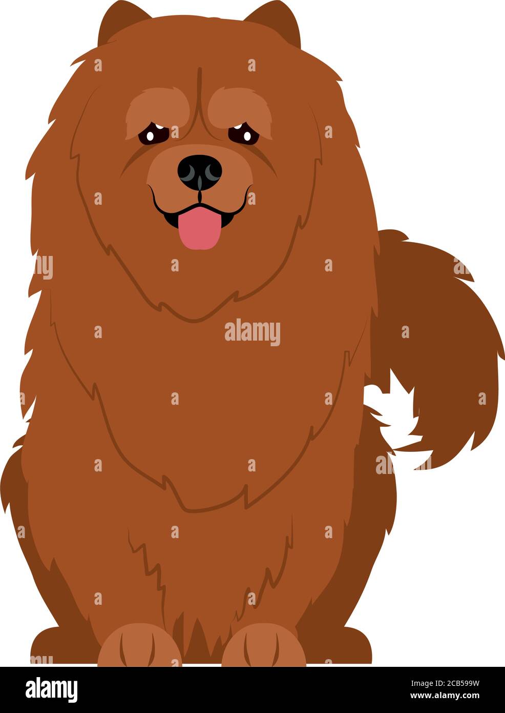 cartoon chow chow dog icon over white background, flat style, vector ...