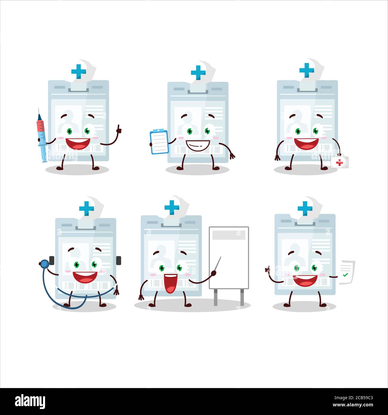 Doctor profession emoticon with id card cartoon character Stock Vector ...