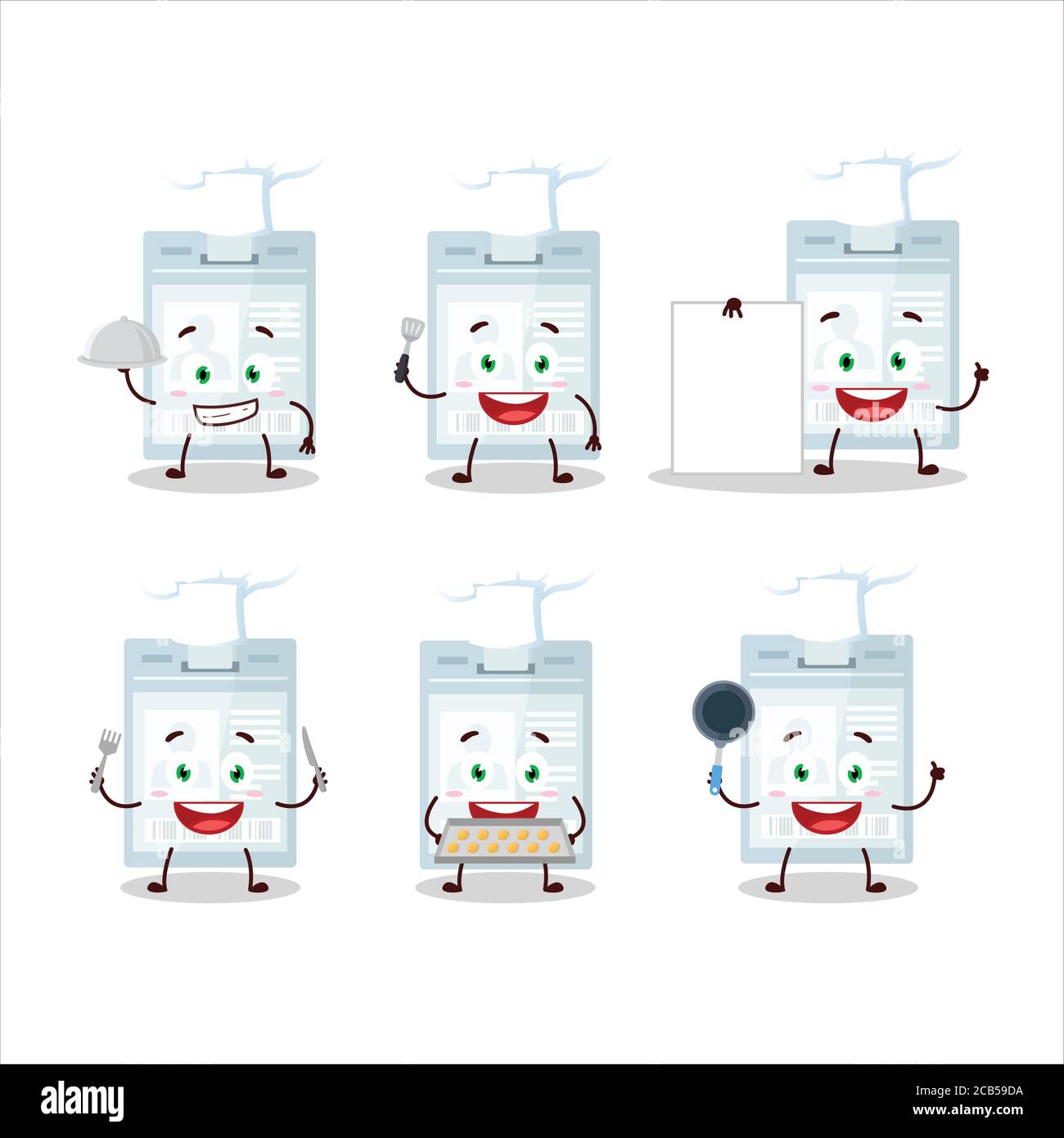 Cartoon character of id card with various chef emoticons Stock Vector ...