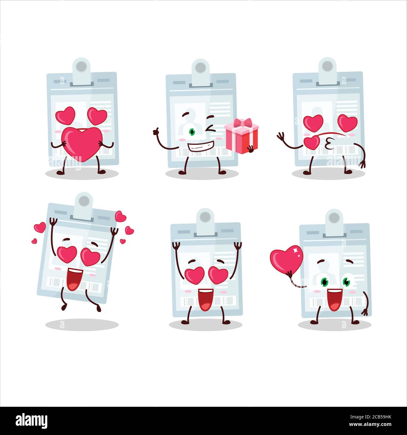 ID card cartoon character with love cute emoticon Stock Vector Image ...