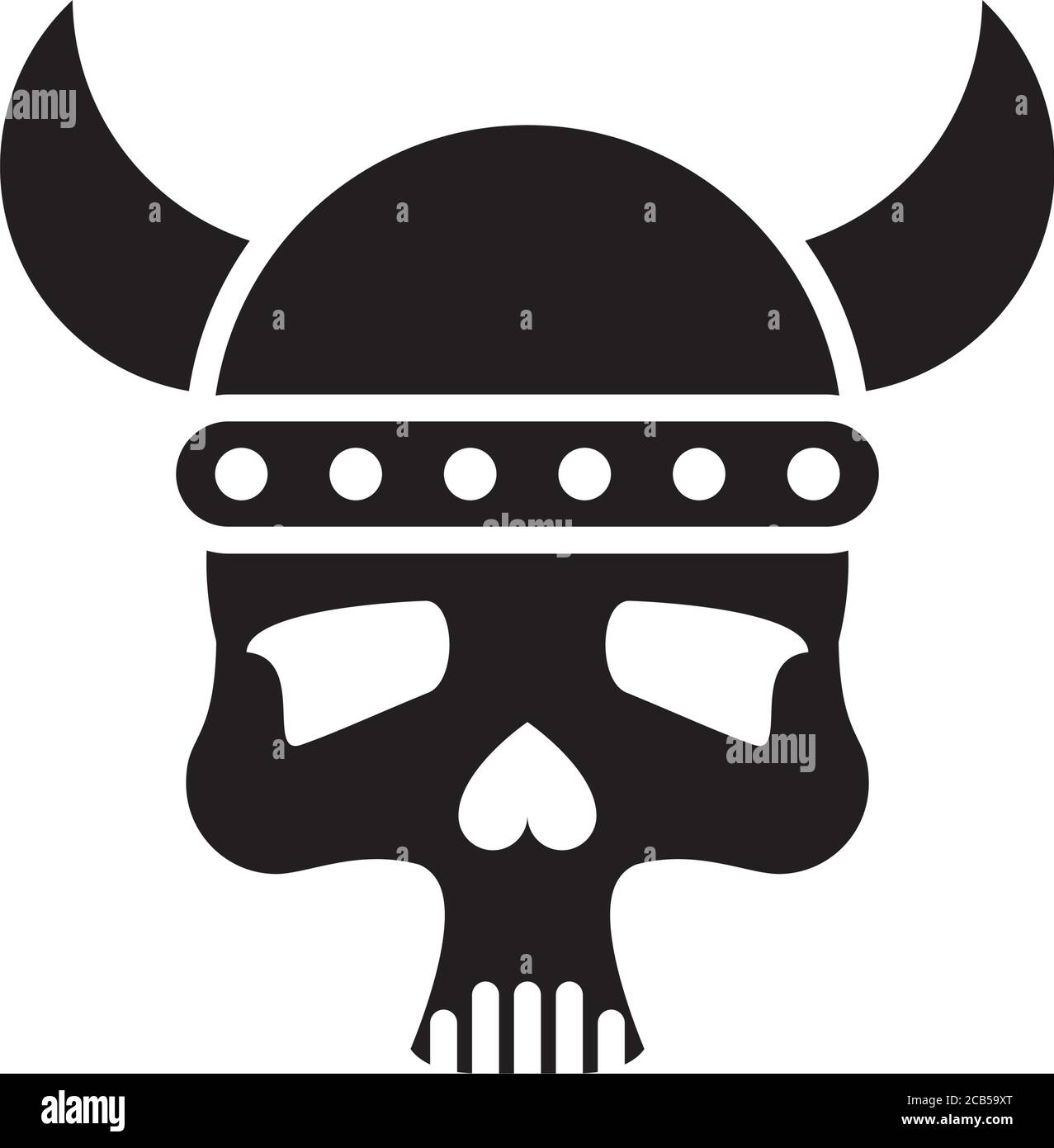 death skull head with horned helmet silhouette style vector ...