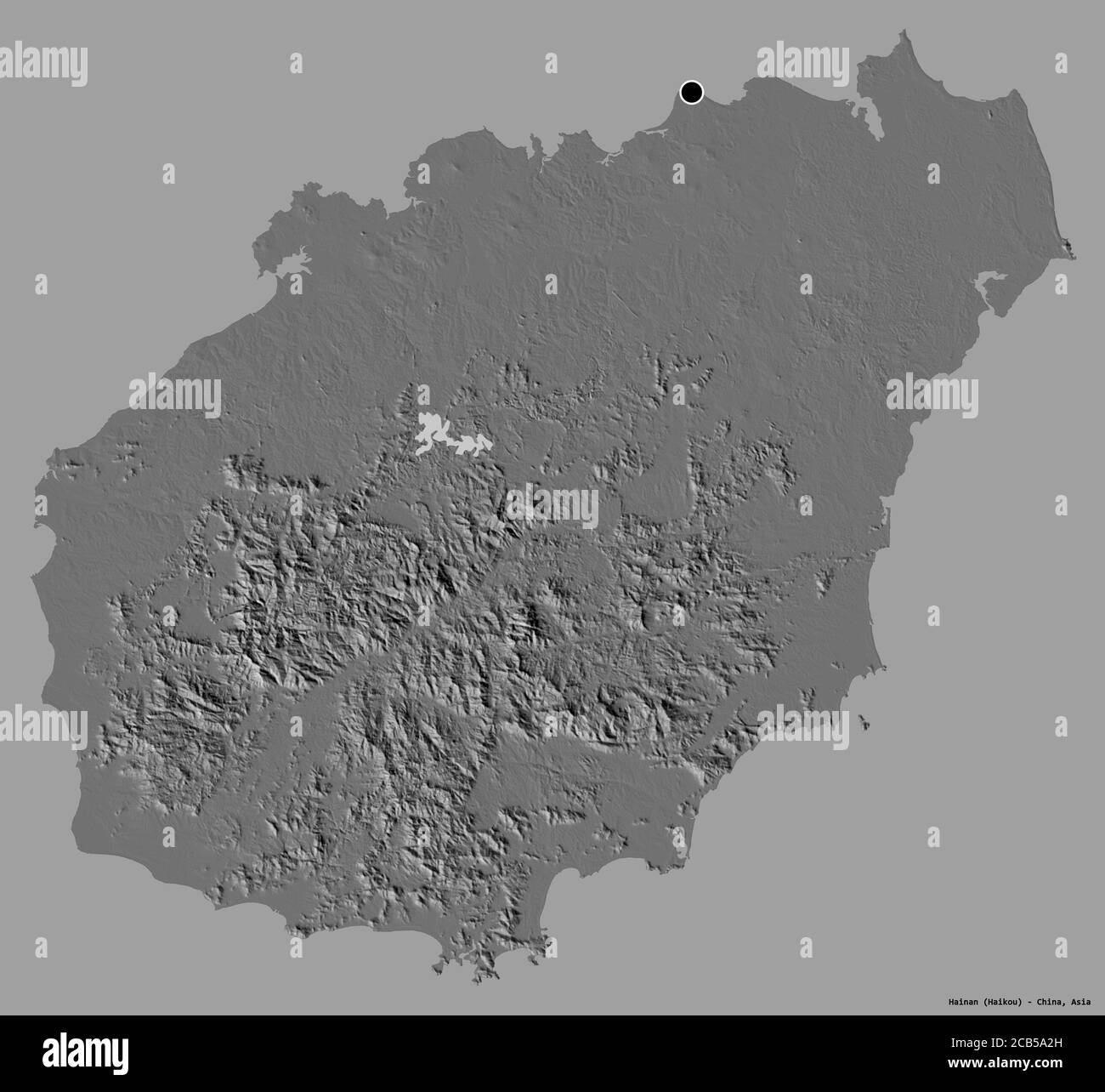 Shape of Hainan, province of China, with its capital isolated on a ...