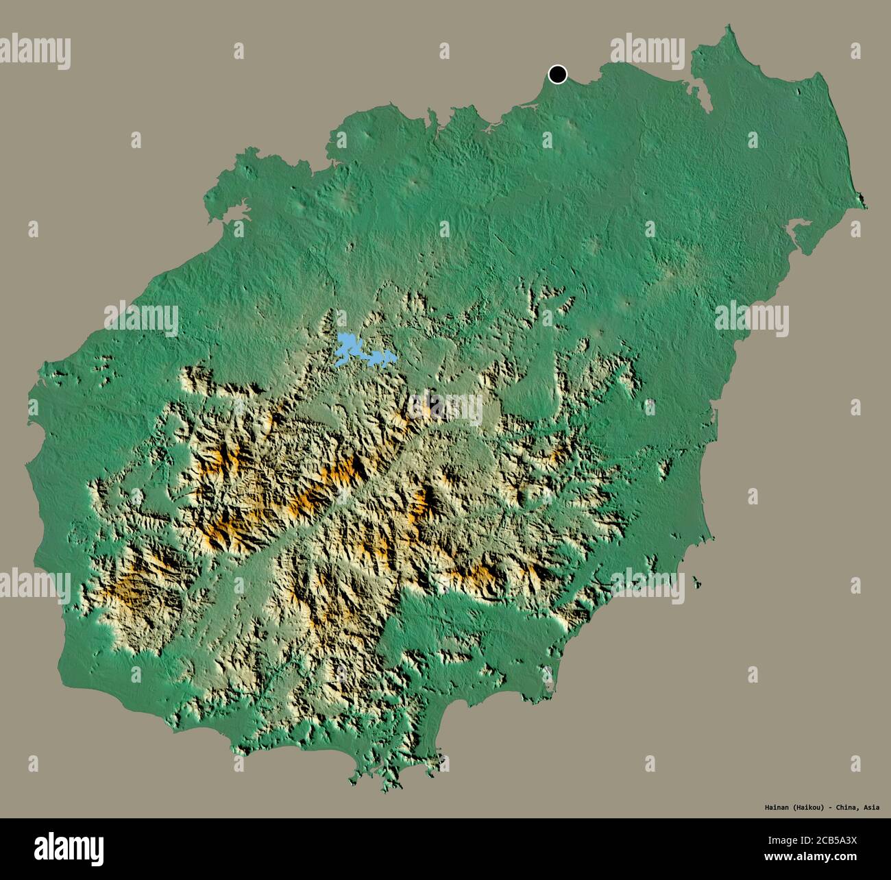 Shape of Hainan, province of China, with its capital isolated on a ...