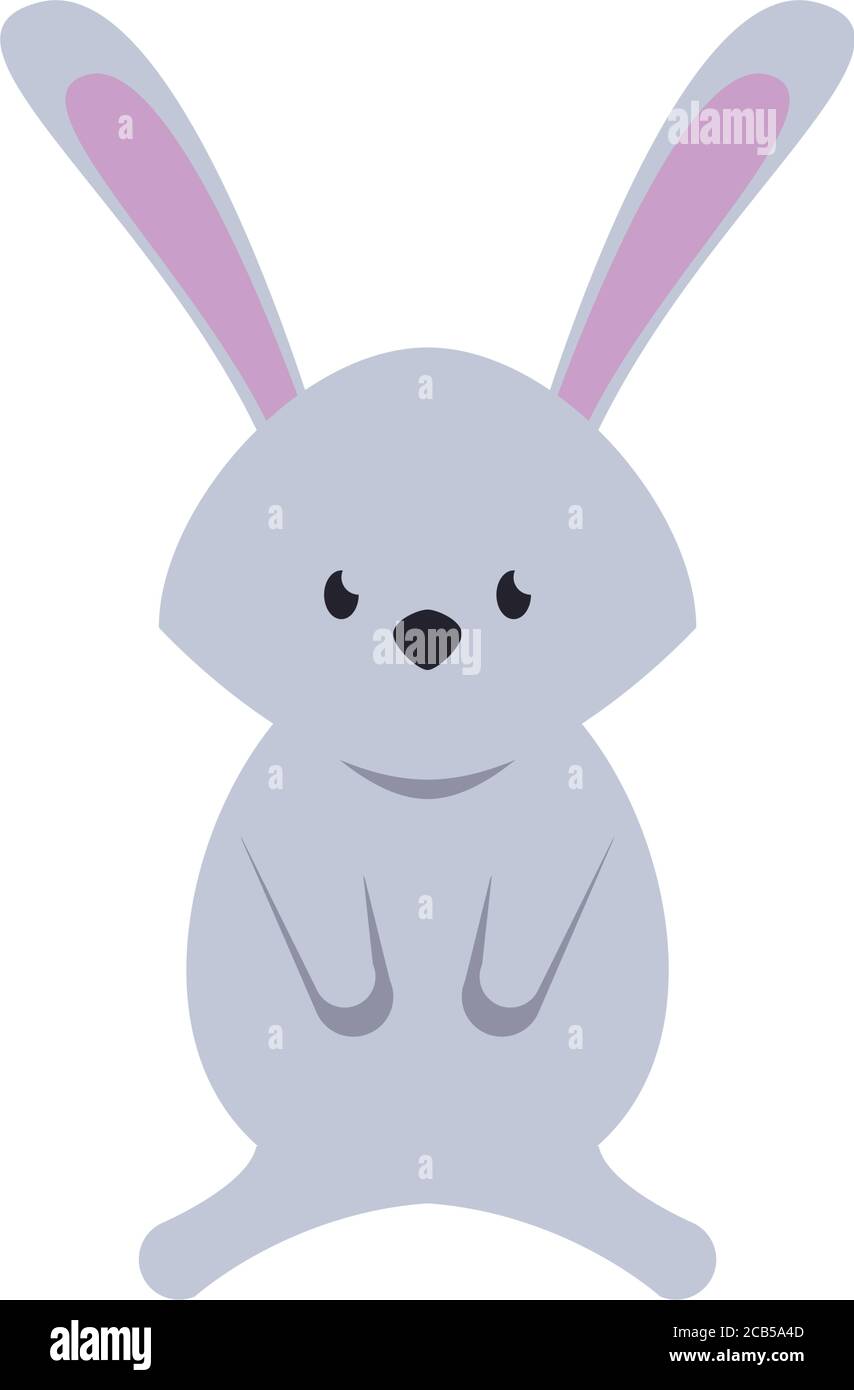cute rabbit front flat style vector illustration design Stock Vector ...