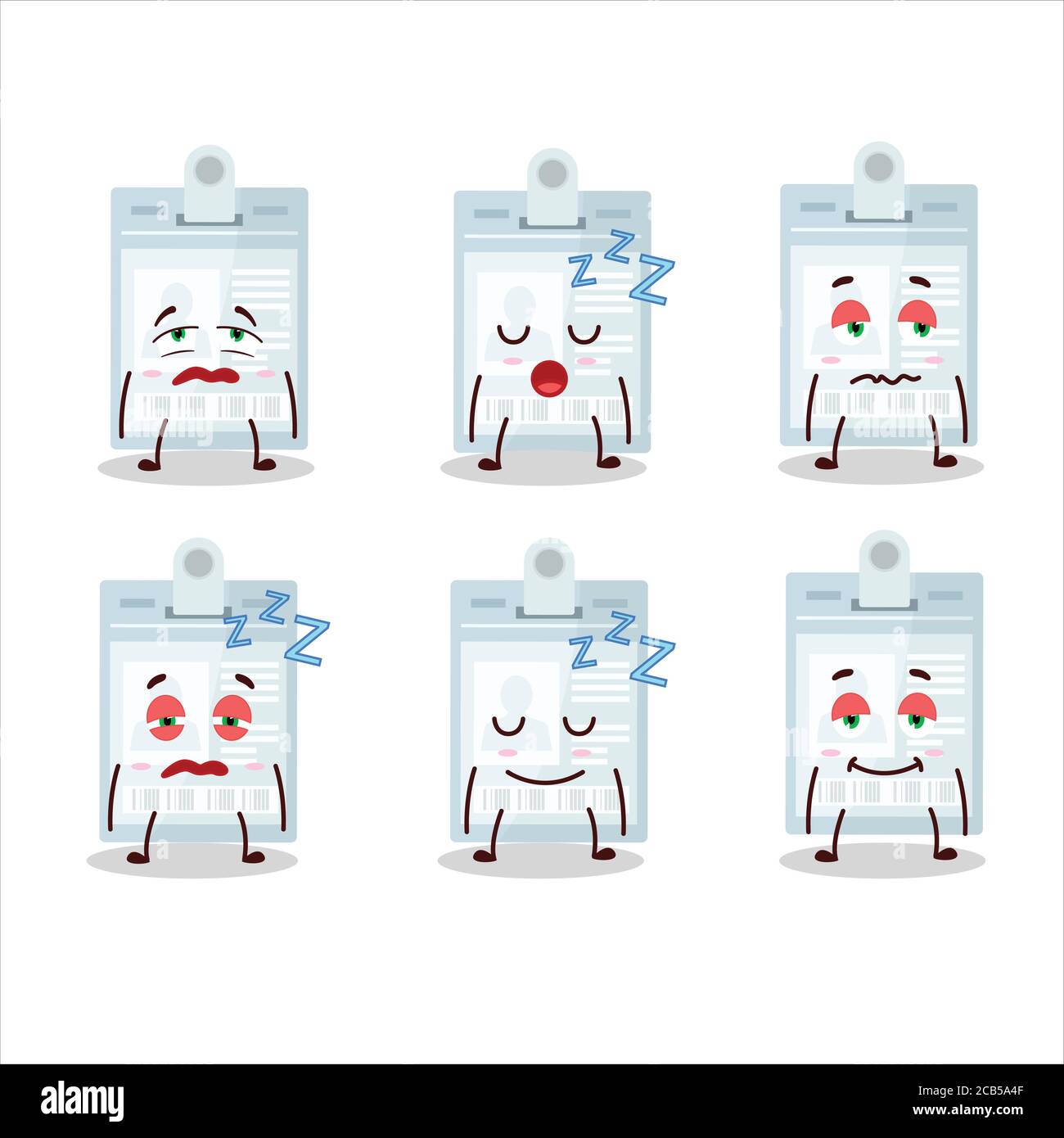 Cartoon character of id card with sleepy expression Stock Vector Image ...