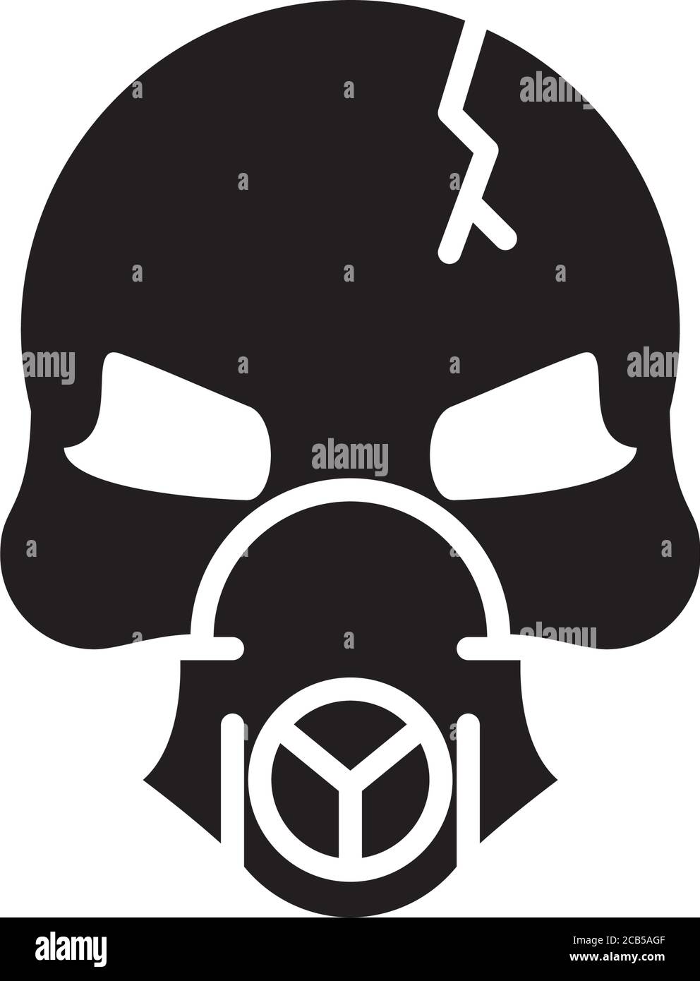 death skull head broken wearing mask silhouette style vector ...