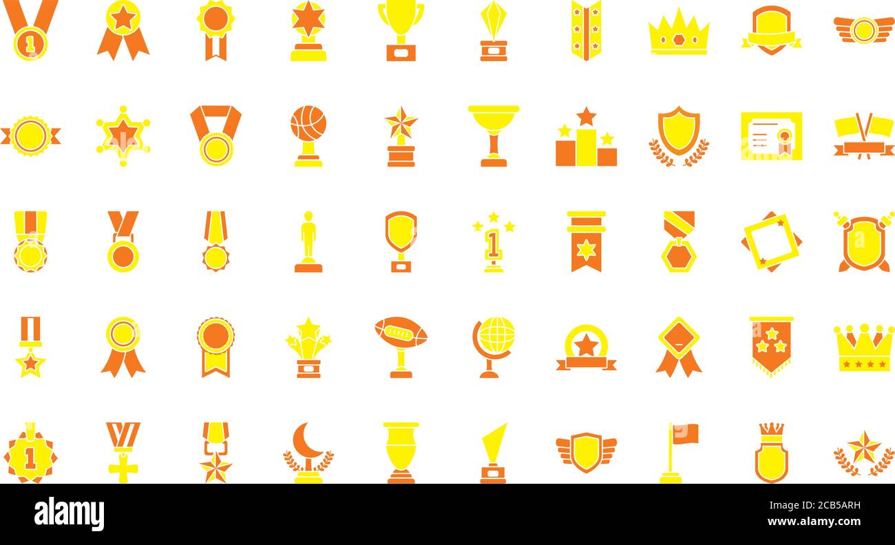 crowns and badge icon set over white background, flat style, vector ...