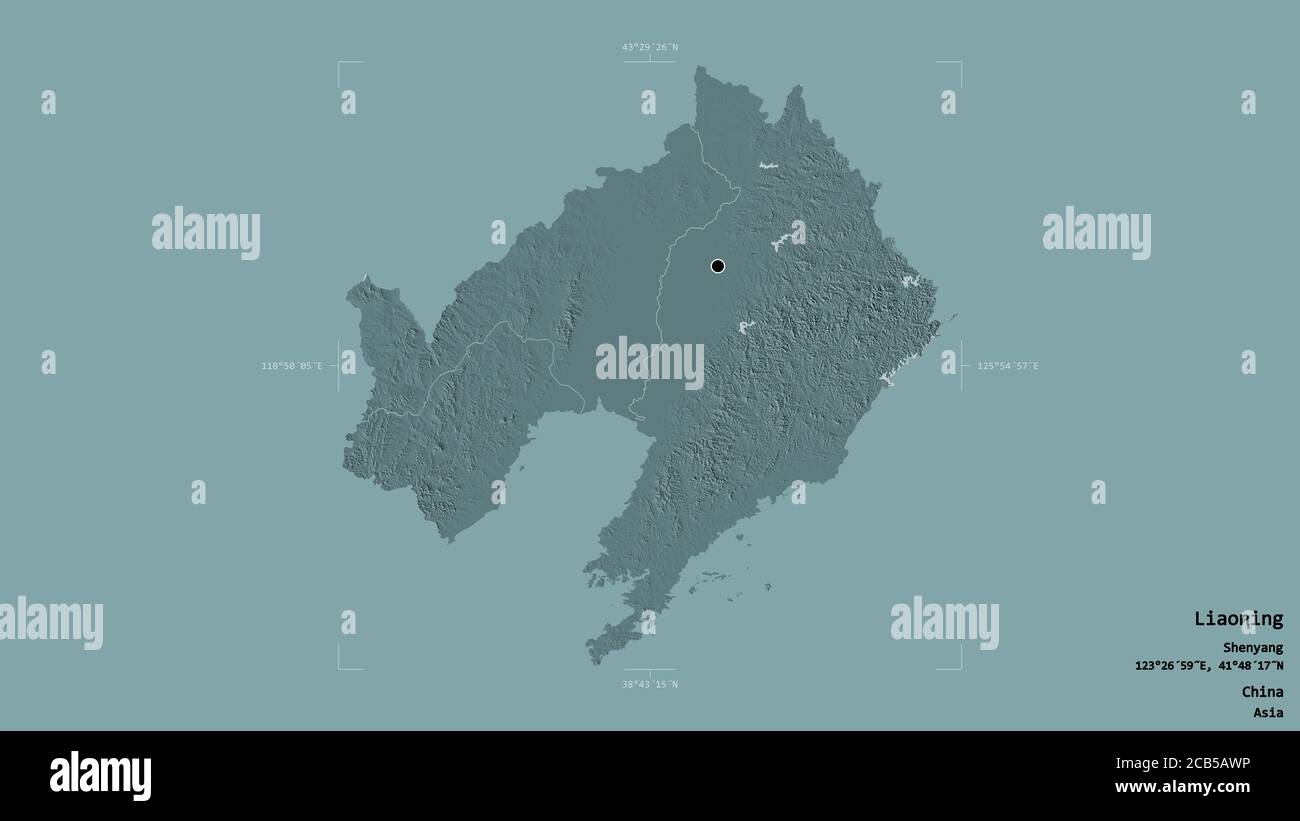 Area of Liaoning, province of China, isolated on a solid background in ...