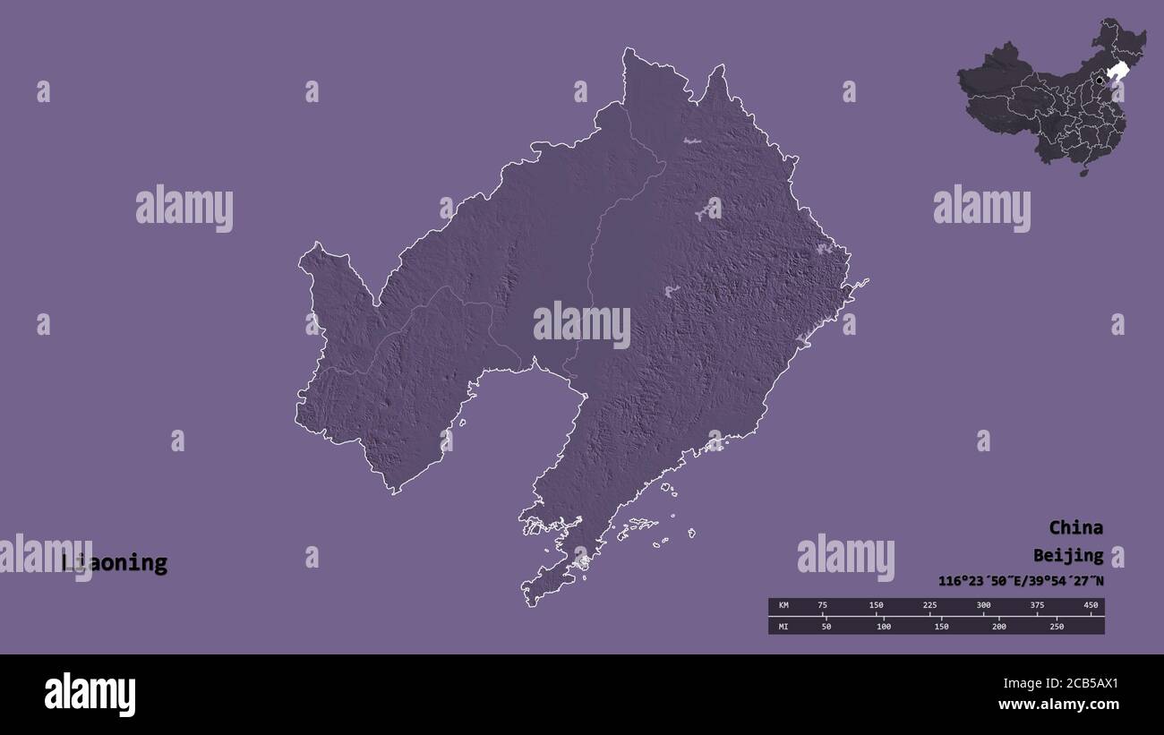 Shape of Liaoning, province of China, with its capital isolated on ...