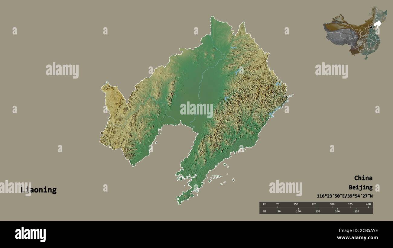 Shape of Liaoning, province of China, with its capital isolated on ...