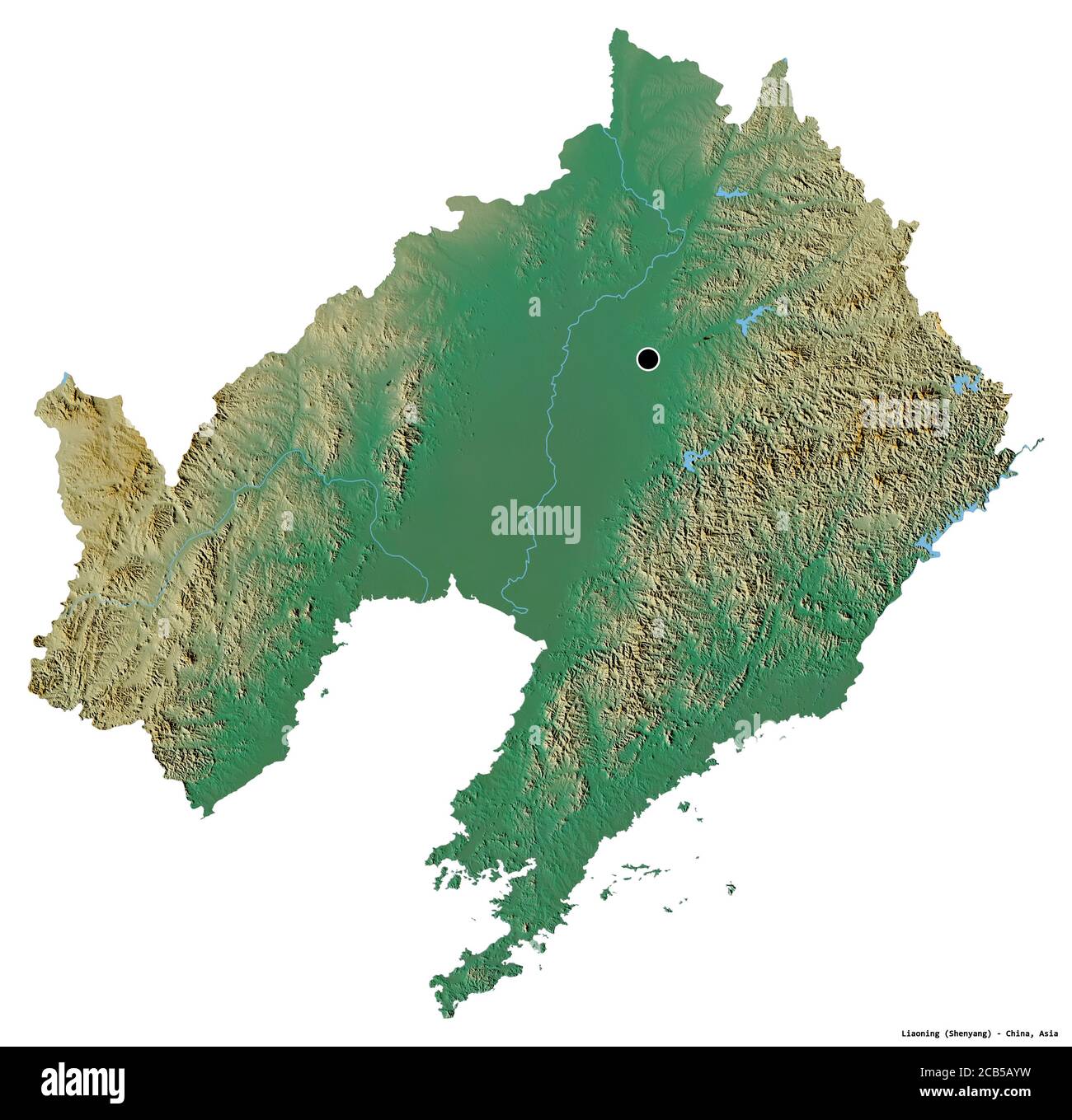Shape of Liaoning, province of China, with its capital isolated on ...