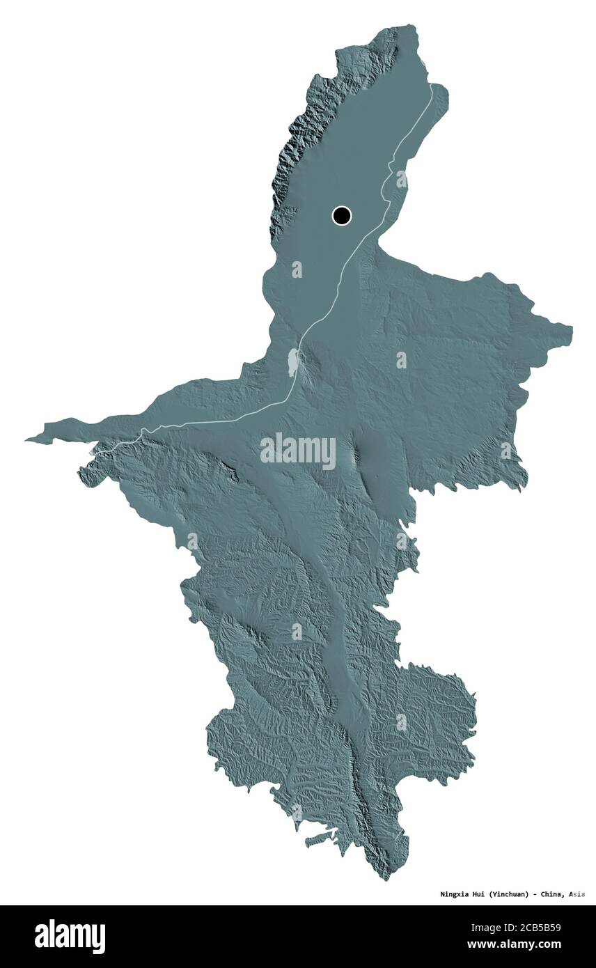 Shape of Ningxia Hui, autonomous region of China, with its capital ...