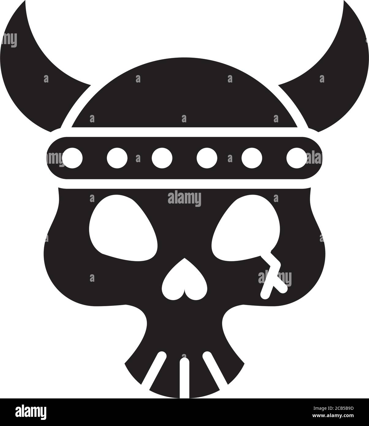 death skull head with horned helmet silhouette style icon vector ...