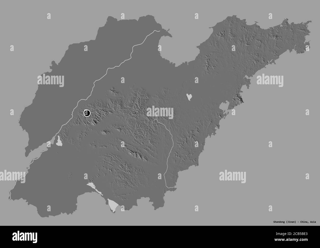 Shape of Shandong, province of China, with its capital isolated on a ...