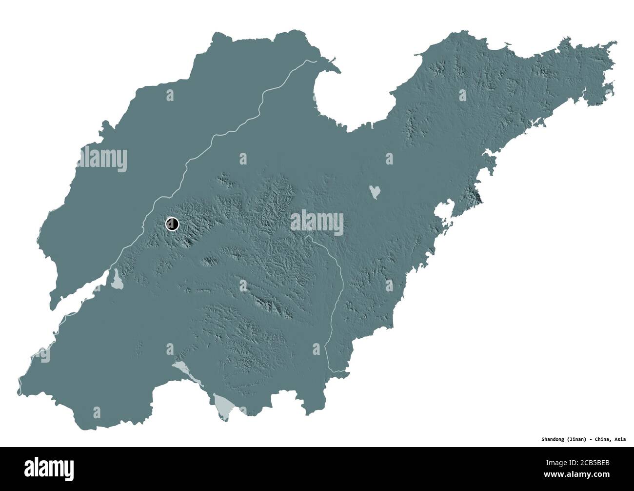 Shape of Shandong, province of China, with its capital isolated on ...