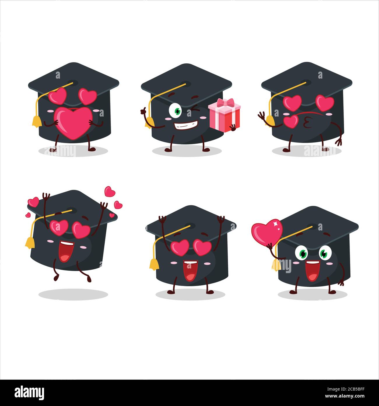 College hot cartoon character with love cute emoticon Stock Vector ...
