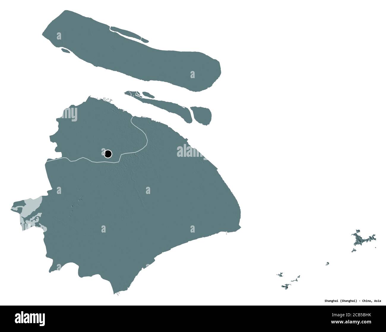 Shape of Shanghai, municipality of China, with its capital isolated on ...